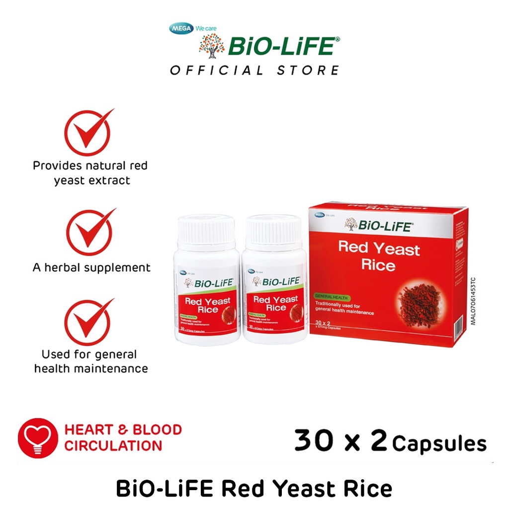 BiO-LiFE Red Yeast Rice 2 x 30 capsules (EXPIRY DATE APRIL 2027 ...