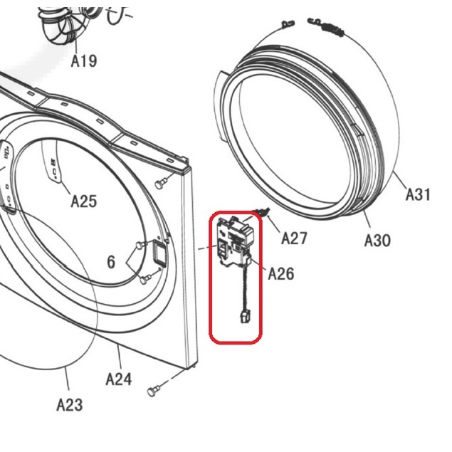 Panasonic front loading door lock switch for model NA-140VS4 /NA-140VG4 ...