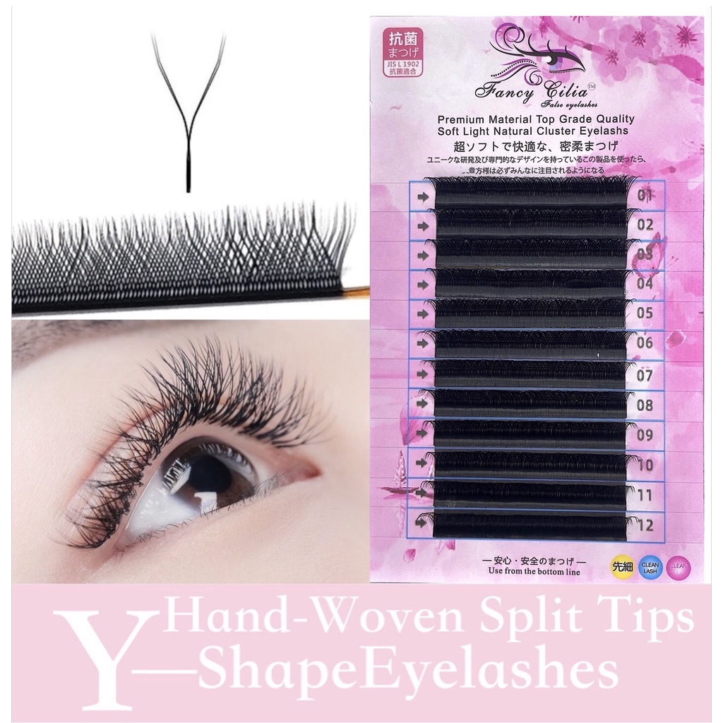 Y Type Eyelashes ExtensionThickness 0.07mm HandWoven Premium Materials ...