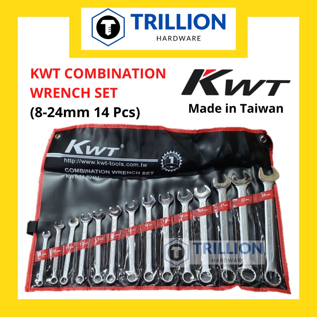 [Ready Stock] KWT Combination Wrench Set Chrome Vanadium Spanner 8-24mm (14Pcs) Made In Taiwan ...