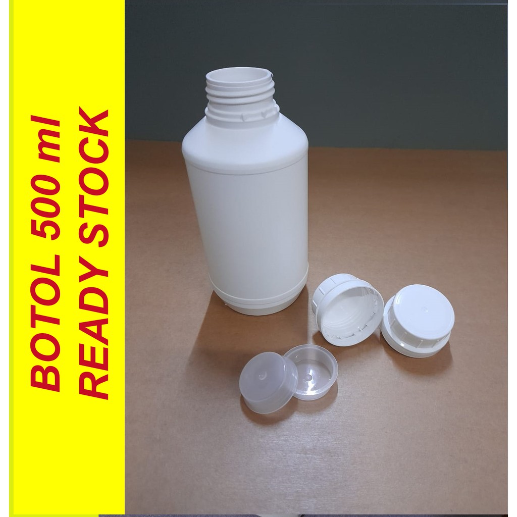 empty bottle (500ml) hdpe with white cap and insert / botol kosong ...