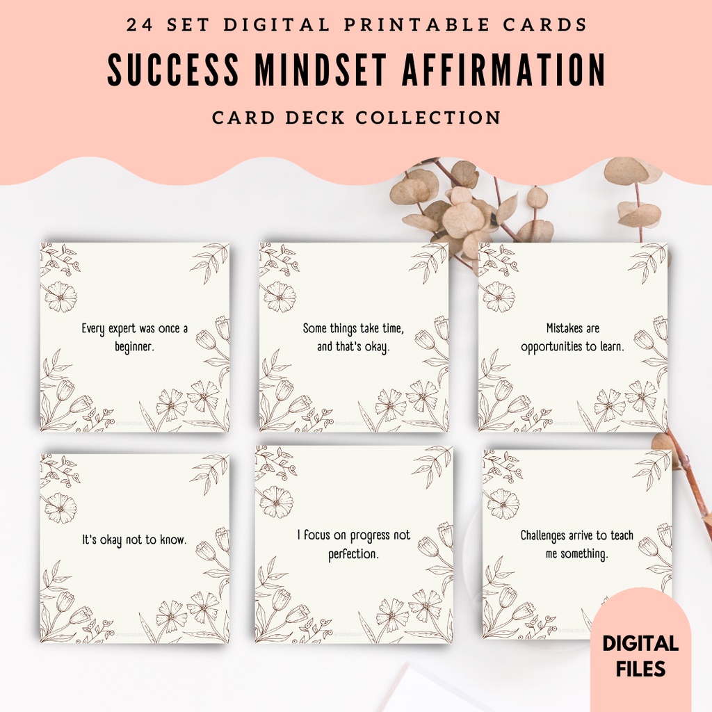 24 Sets Success Mindset Affirmations Card Deck Printable | Shopee Malaysia