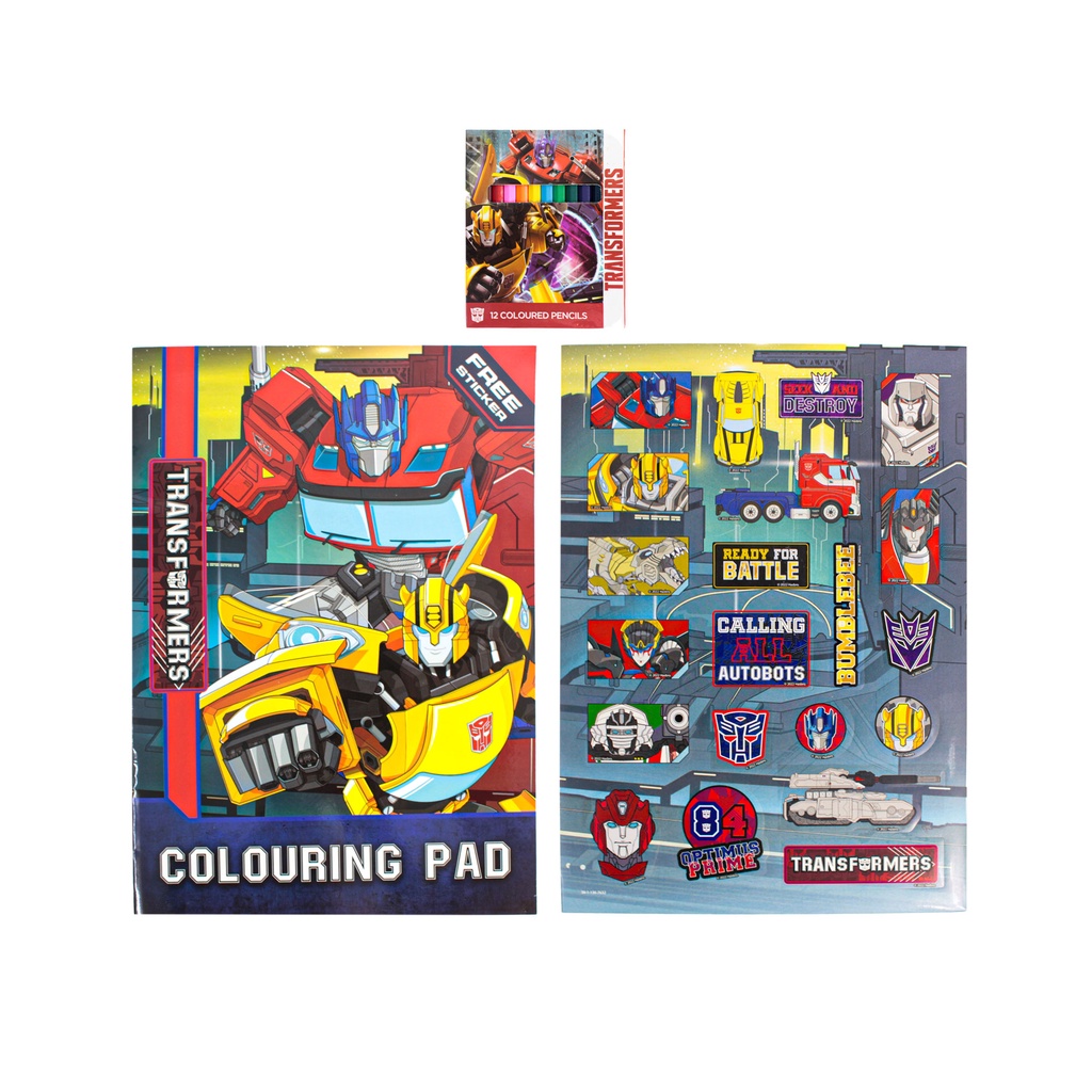 Transformers Colouring Book with Sticker & 12 Colour Pencil In Set for ...