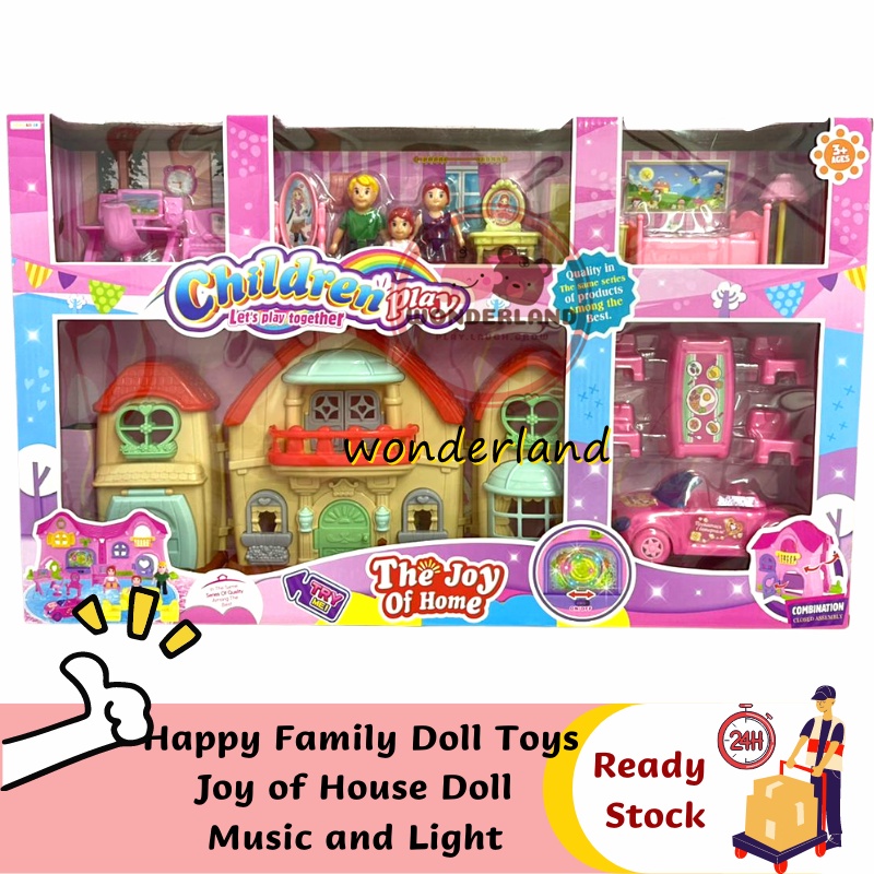 Joy Family Doll House Pretend play toys with Music and Light Mainan ...