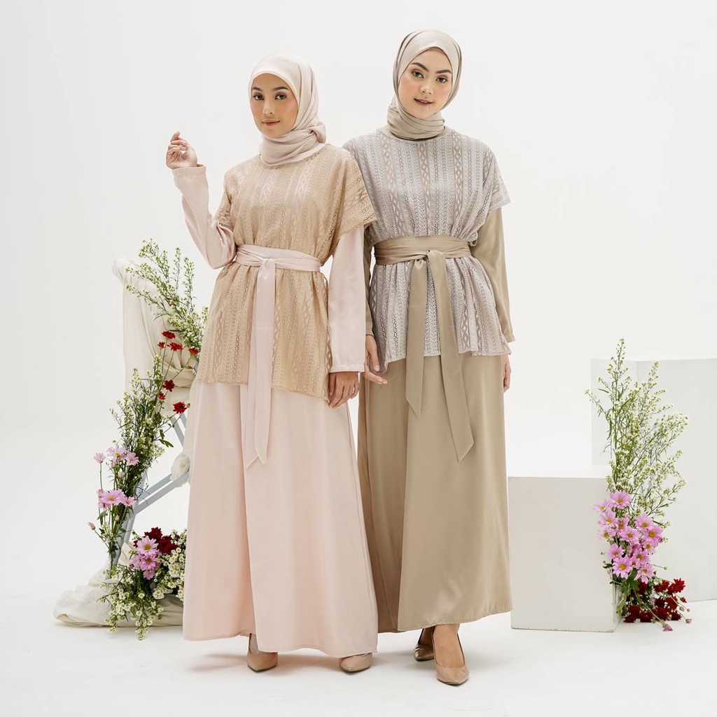 Brownie One Set Maxi Long Gamis Tied Layer Brukat Dress - CG220414 ...