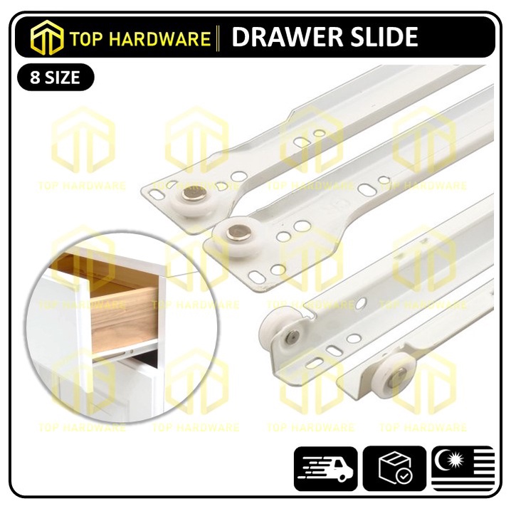TOP🇲🇾 Heavy Duty Drawer Slide Roller Runner 10" - 24" Drawer Roda Rail ...