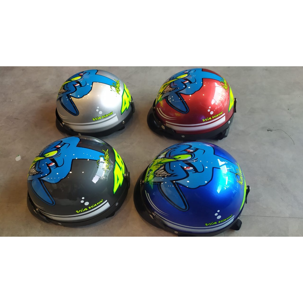 HELMET KURA-KURA SEPARUH MHR TOPI KELEDAR MOTOR BIKER 2022 HITAM BIRU ...