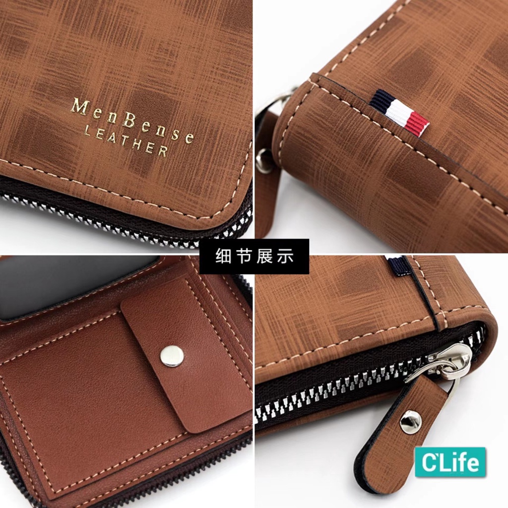 CLIFE🎁New Design Dompet Lelaki Leather Men Wallet Zipper Bifold Fashion ...