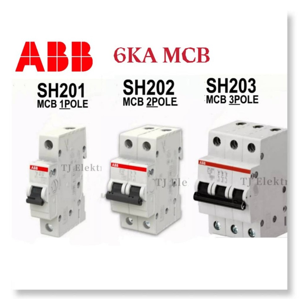 ABB MCB Pemutus Litar Miniatur SH201 1POLE 2POLE 3POLE 6kA [6A/10A/16A/20A/32A/40A/50A/63A ...
