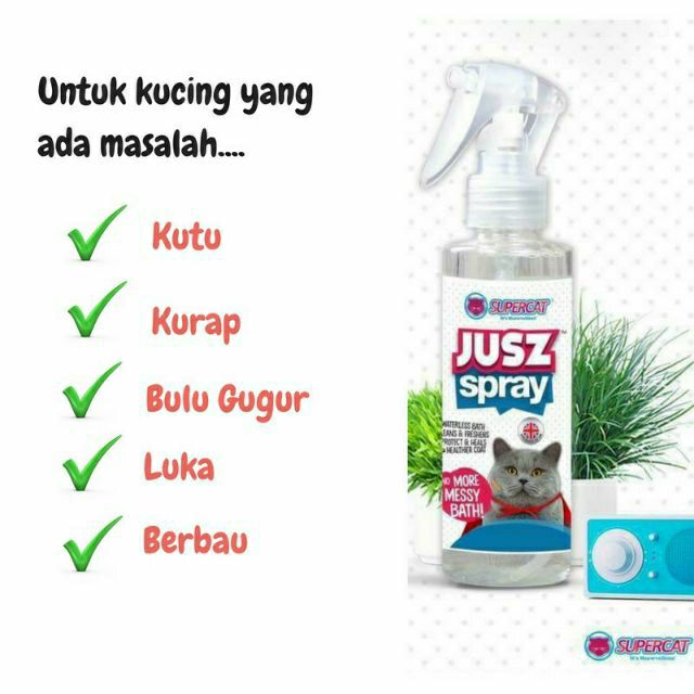 SUPERCAT JUSZ SPRAY 150 ML UBAT FUNGUS KUCING KURAP KUTU LUKA SPORO ...