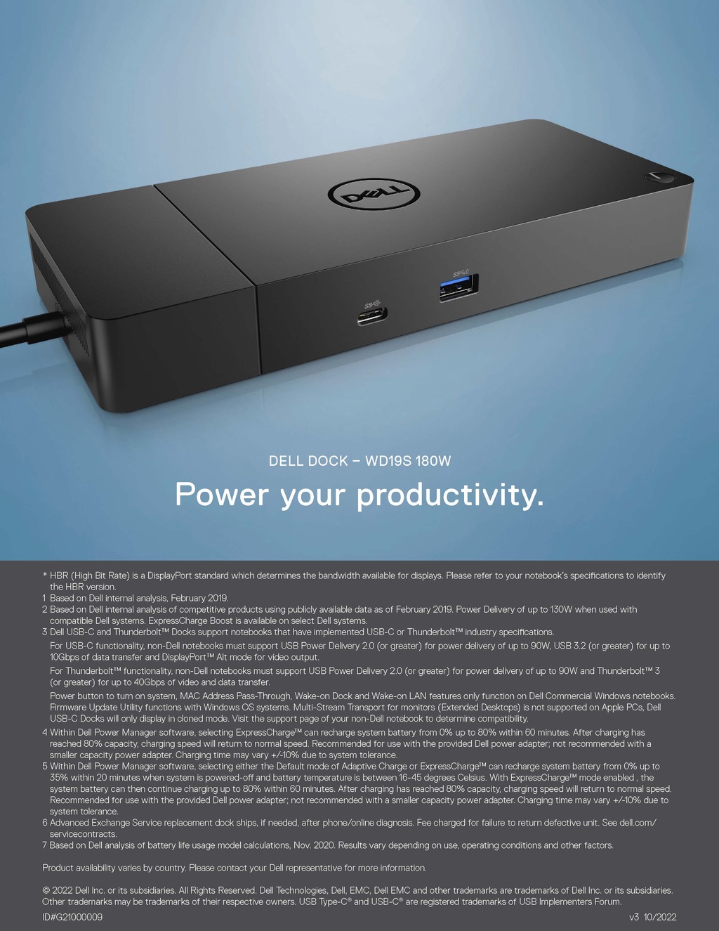 Dell Docking Station-WD19S 180W / Express Charge USB-C Dock 4K QHD ...