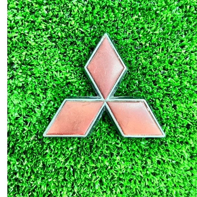 Mitsubishi Red and chrome Emblem logo car lambang kereta ornament hood ...