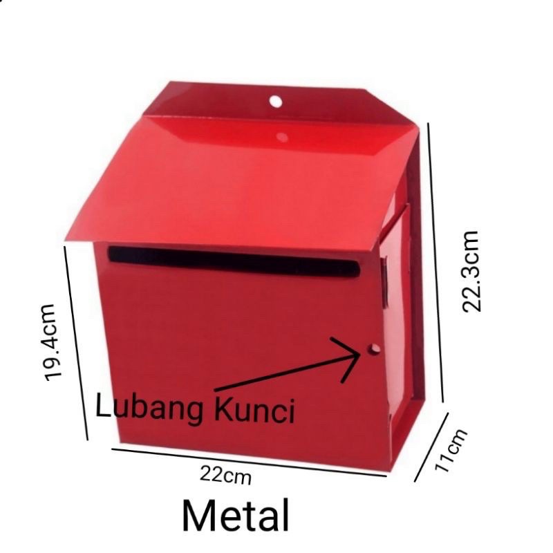 Iron Metal Red Post Letter Box / Peti Surat Besi / Mail Box / Letterbox ...
