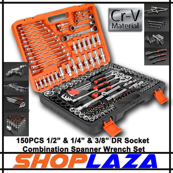 150PCS SRUNV 150PCS TOOL SET 1/2” & 1/4” & 3/8” DR SOCKET RATCHET ...