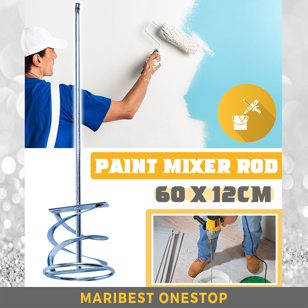 60CM X 12CM Round Shank Paint Mixer Rod Heavy Duty Electric Drill Head ...