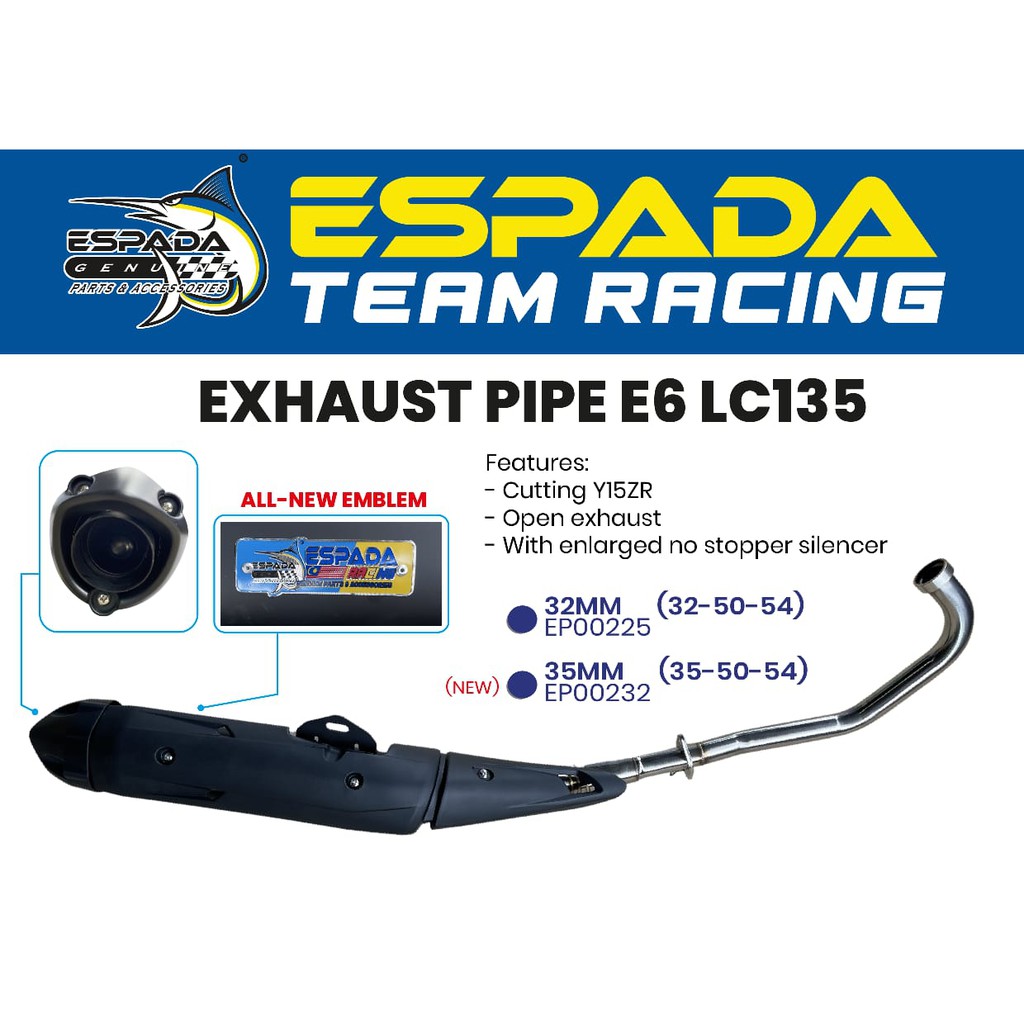 YAMAHA LC135 LC V1 V2 V3 V4 V5 V6 UNIVERSAL ESPADA E6 RACING EXHAUST ...