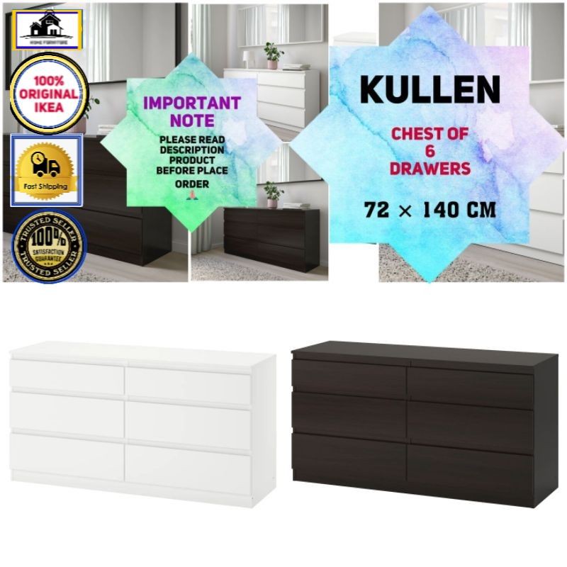 Ikea drawer KULLEN chest of 6 Drawers (140×72 cm) | Shopee Malaysia