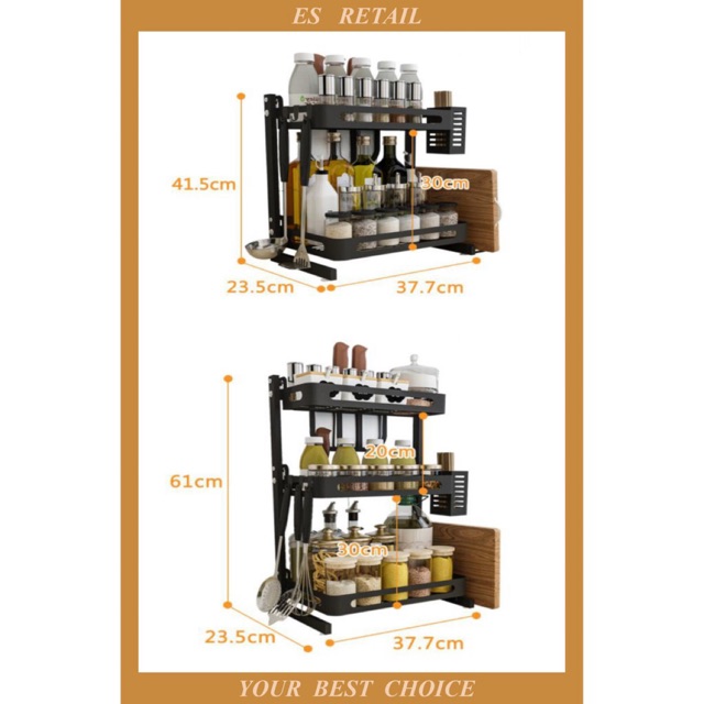 Stainless steel condiment rack, kitchen rack, spice rack, seasoning ...