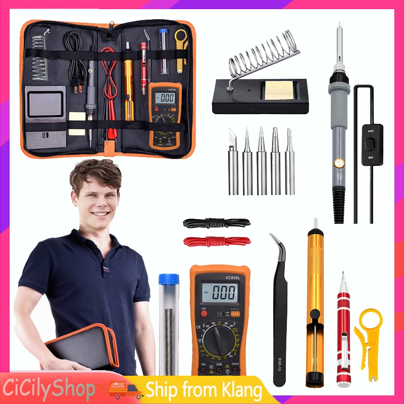 Portable Soldering Iron Set 60W 220V Electronic Iron Kit 200-450°C Adjustable Temperature solder ...