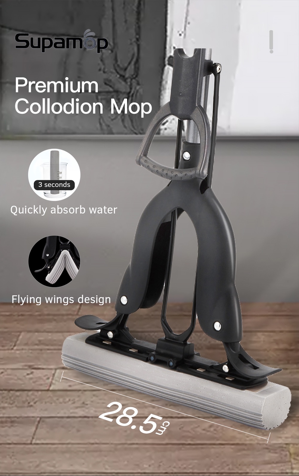 Supamop Premium Collodion Mop Wet and Dry Dual-Use Mop Quick Dry PVA ...