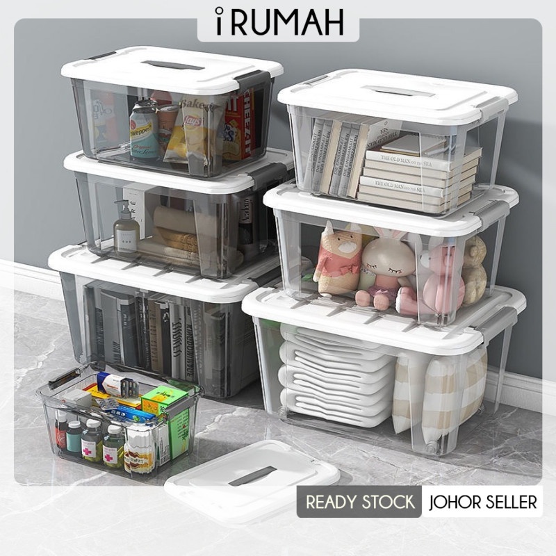 【i.Rumah】Clear Transparent Storage Box Kotak Simpanan Roda Storage Box ...