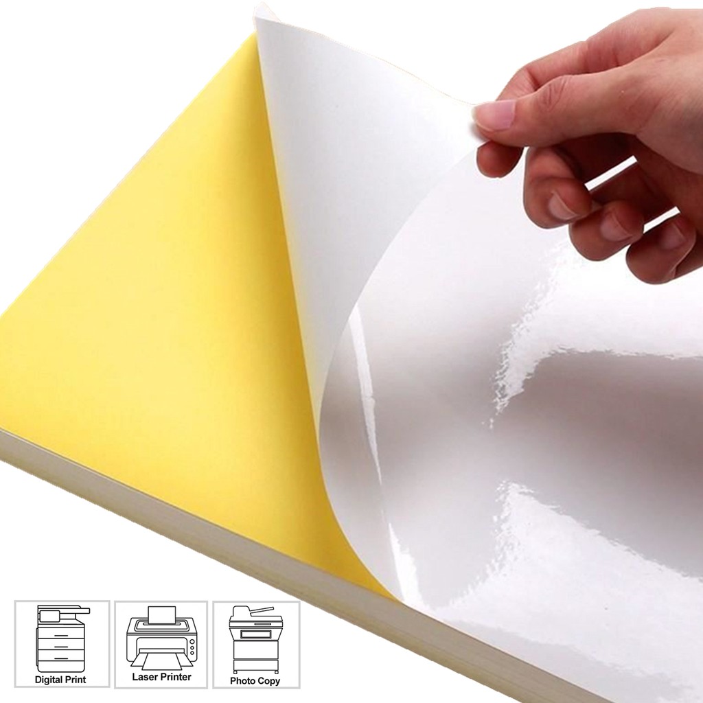 (100's/Pkt) A4 Glossy Sticker/A4 White Sticker/Digital Printing/Laser ...