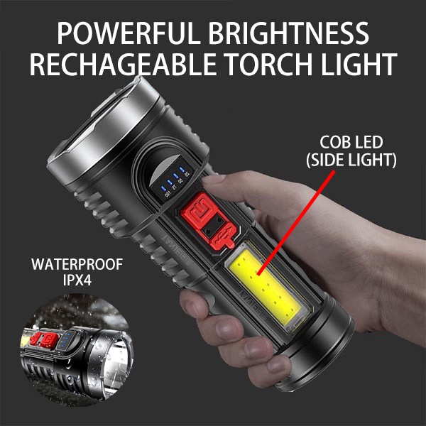 Super Power LED Torch Light WaterProof Rechargeable Flash Light Out ...