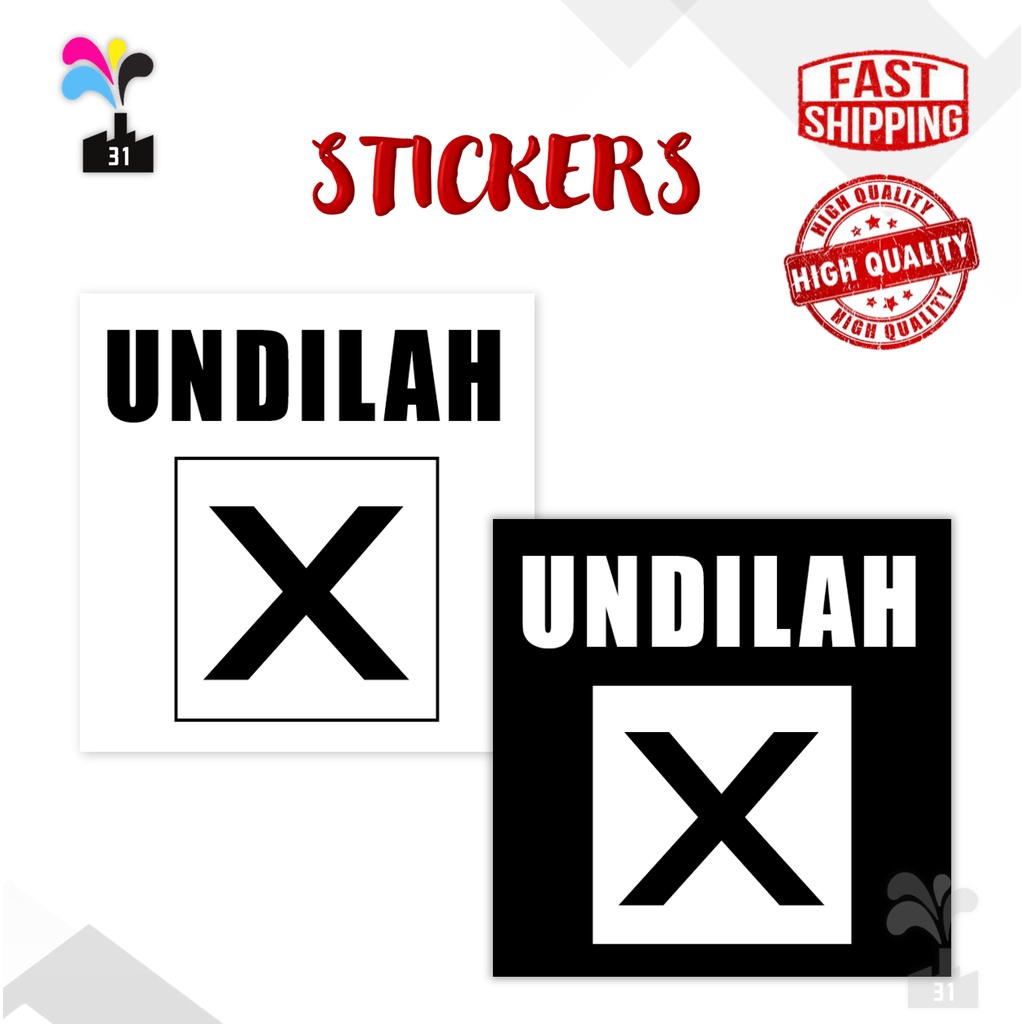 Pelekat Undilah warna putih dan hitam stiker pengundian undi besar ...