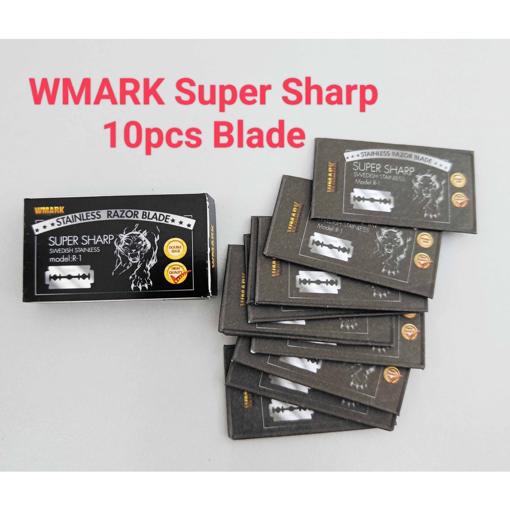 Stainless Steel & Plastic Handle Barber Shaving Razor(WMARK blade 10pcs ...