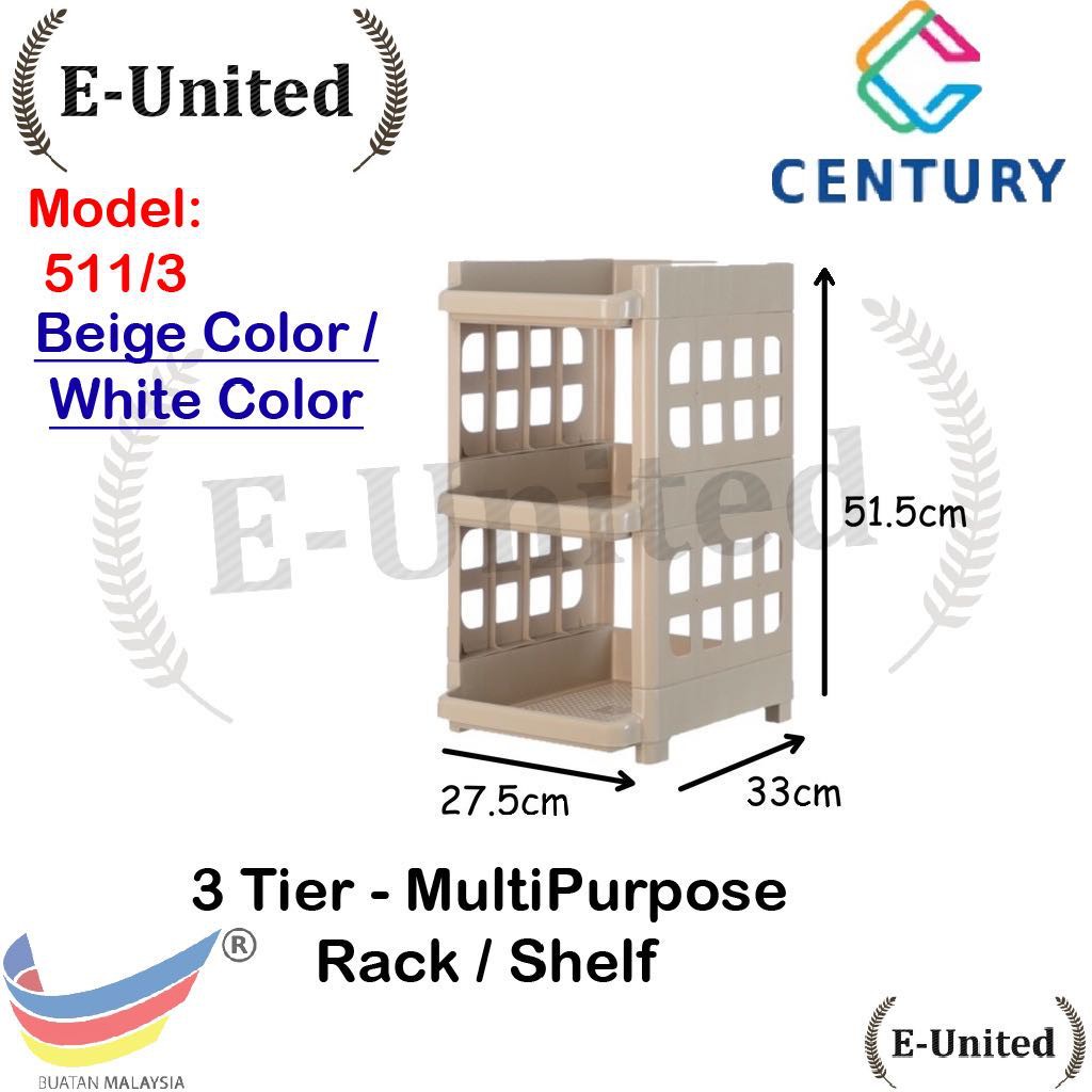 Century* 3 Tier Multi Purpose Plastic Wide Rack 511/3 Book Rack / Shoe ...