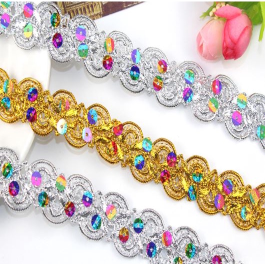 1 yard Gold Silver Lace Ribbon Trims For Stage Performance Party ...