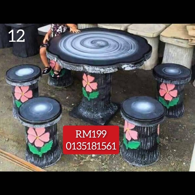 KERUSI MEJA BATU [BYR COD JIMAT WSP 0135181561] SET MEJA BATU BUNGA ...