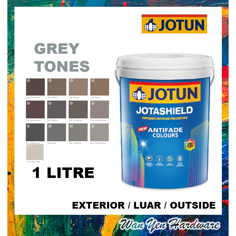 1 LITRES ( GREY TONES ) JOTUN JOTASHIELD ANTIFADE COLOUR ( EXTERIOR / LUAR ) | Shopee Malaysia