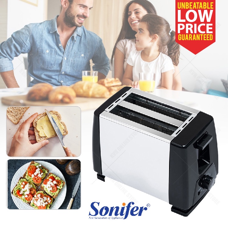 SONIFER SF-6007 Toaster Automatic Pop Up 2 Slices Fast Heating Bread ...