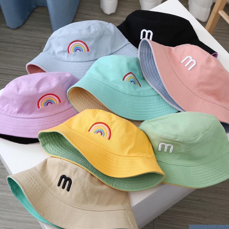 2-6 Yeas Kids Rainbow Double Sided Hat Baby Cap Children's Flat-top ...