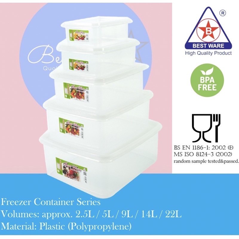 BESTWARE Transparent Plastic Freezer Container / Storage Container ...