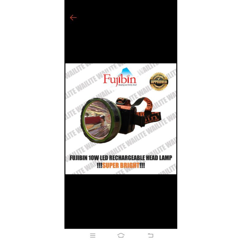 (ORIGINAL)Fujibin headlight RECHARGEABLE 10W (DAYLIGHT) | Shopee Malaysia