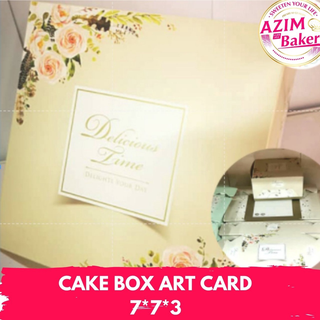 Cake Box Art Card (3pcs) 7x7x3 Kotak Kek Bercorak | Kotak Kek Bunga ...