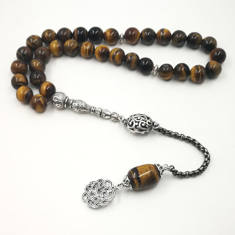 Tasbih men Natural Tiger eyes stone muslim bracelet misbaha islamic ...