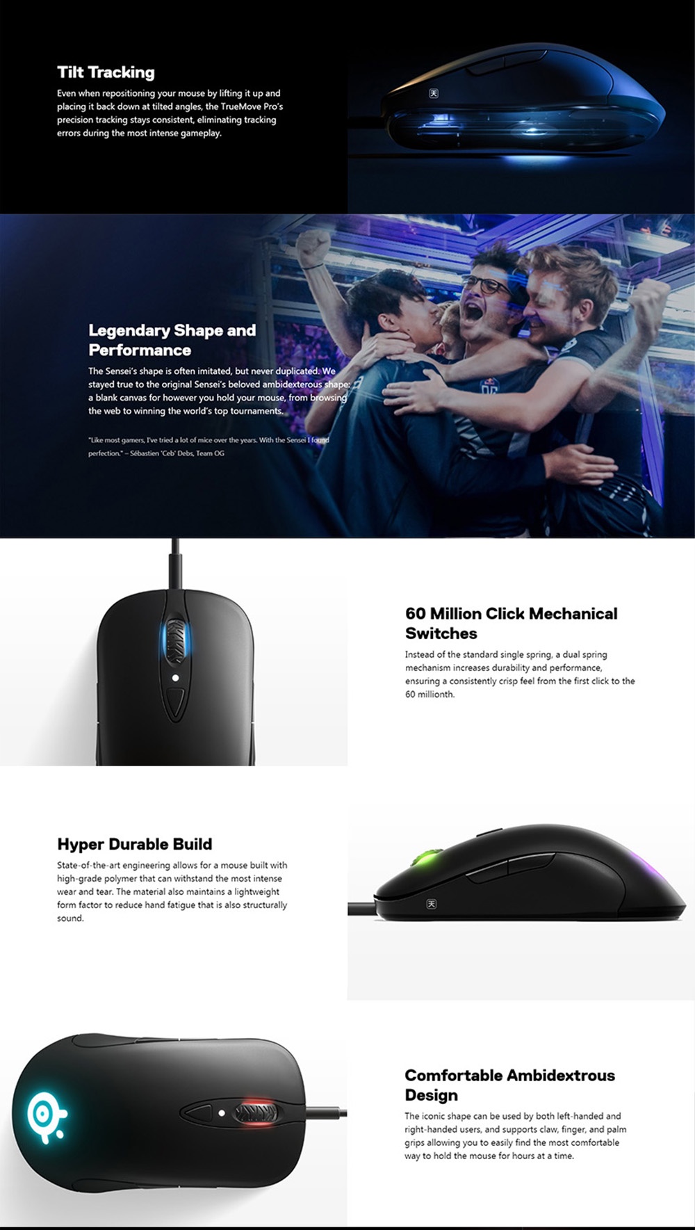 SteelSeries Sensei Ten RGB Gaming Mouse Ambidextrous Shape For Left ...