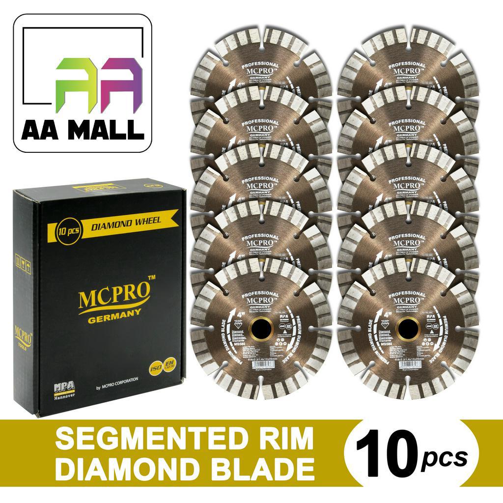 [10PCS] MCPRO Diamond Cutting Disc Blade 4"(114mm) Segmented Turbo (MS580) for Angle Grinder ...