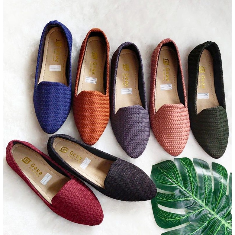 FLAT SHOES TONGUE KNIT GEGE MODEL | Shopee Malaysia