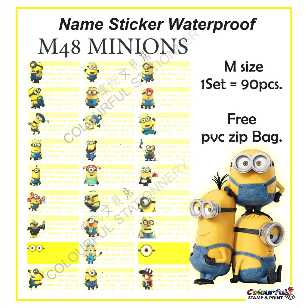 NAME STICKER MINIONS (WATERPROOF) (READY STOCK) | Shopee Malaysia