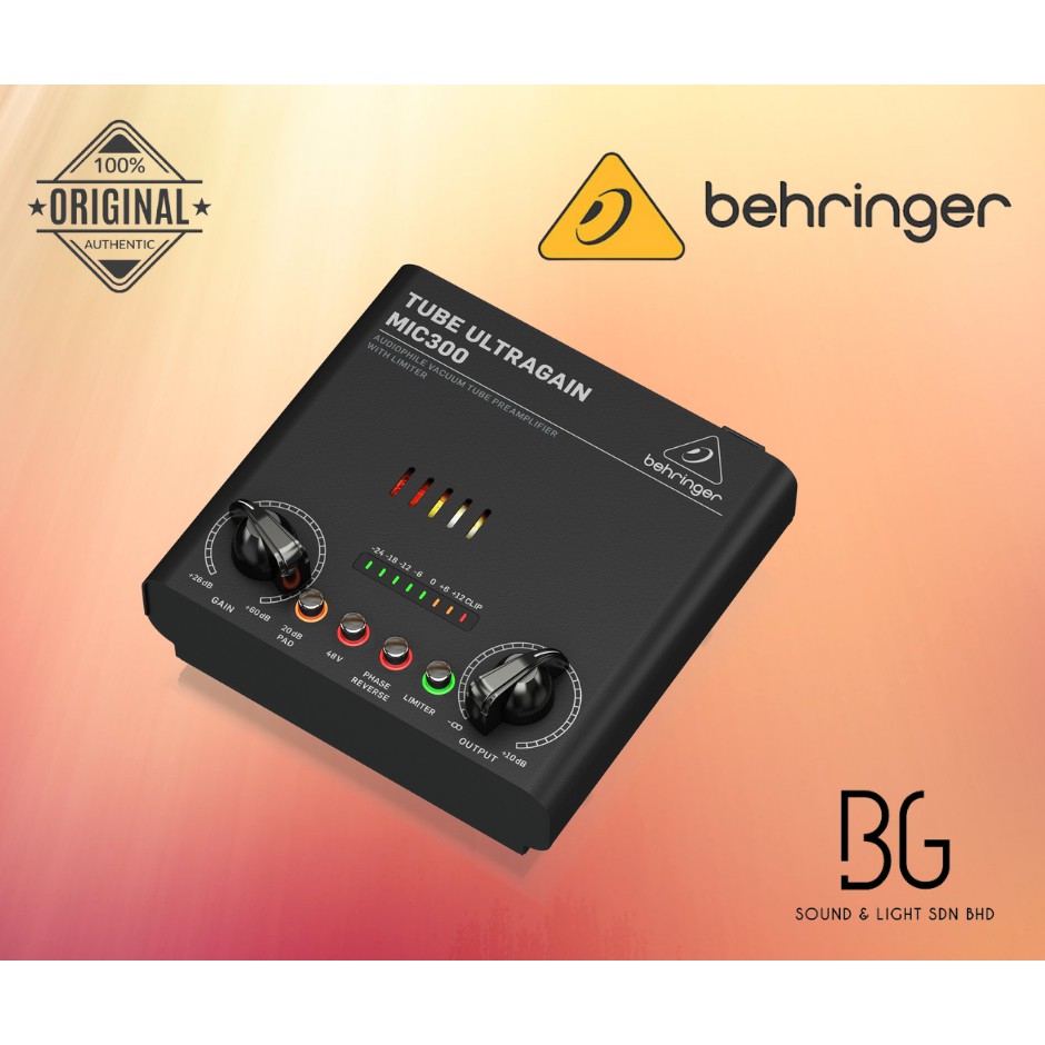 Behringer MIC300 Audiophile Vacuum Tube Preamplifier with Limiter (MIC ...