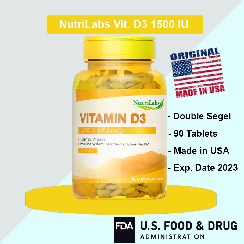 Nutrilabs Vitamin D3 1500 IU - 90 Tablets 100% Original Made in USA ...