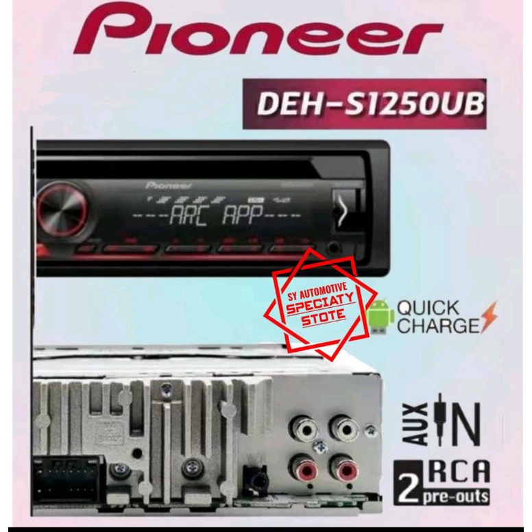Pioneer DEH-S1250UB CD/USB/FM/AUX IN PLAYER PIONEER S1250UB Stereo RDS MP3 WMA USB & Aux-In ...