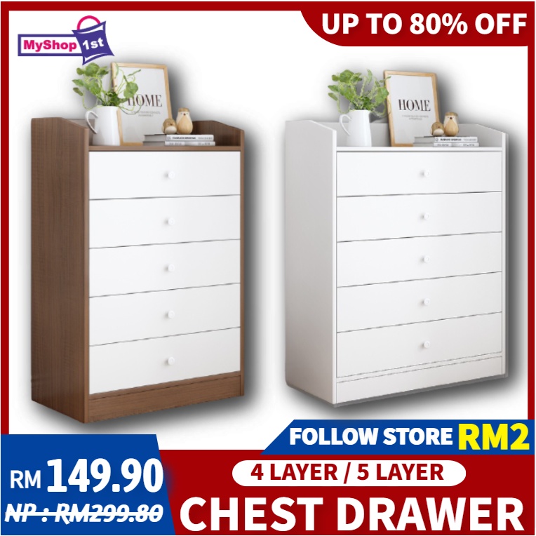 5 Layers Chest Drawer with Bigger Size Storage Cabinet Living Room Laci ...