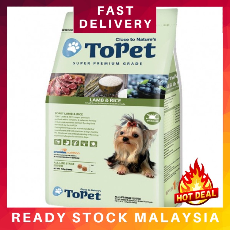 ToPet Super Premium Grade Dog Dry Food Korea Lamb&Rice 1.2KG | Shopee ...