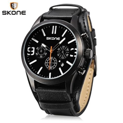NEW SKONE 9449EG MALE QUARTZ WATCH DATE DISPLAY LUMINOUS WRISTWATCH ...