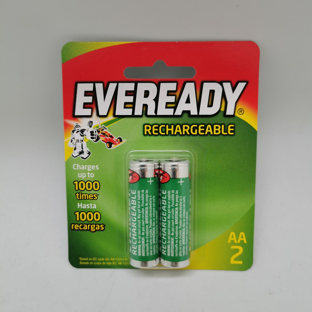 2PCS GENUINE EVEREADY AA Rechargeable Battery 1.2V 1300mAh - RE15BP2 ...